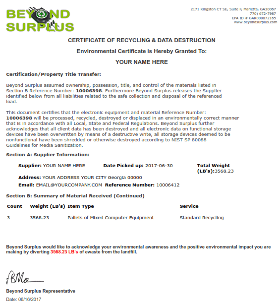 Hard Drive Destruction Certificate Template For Your Needs